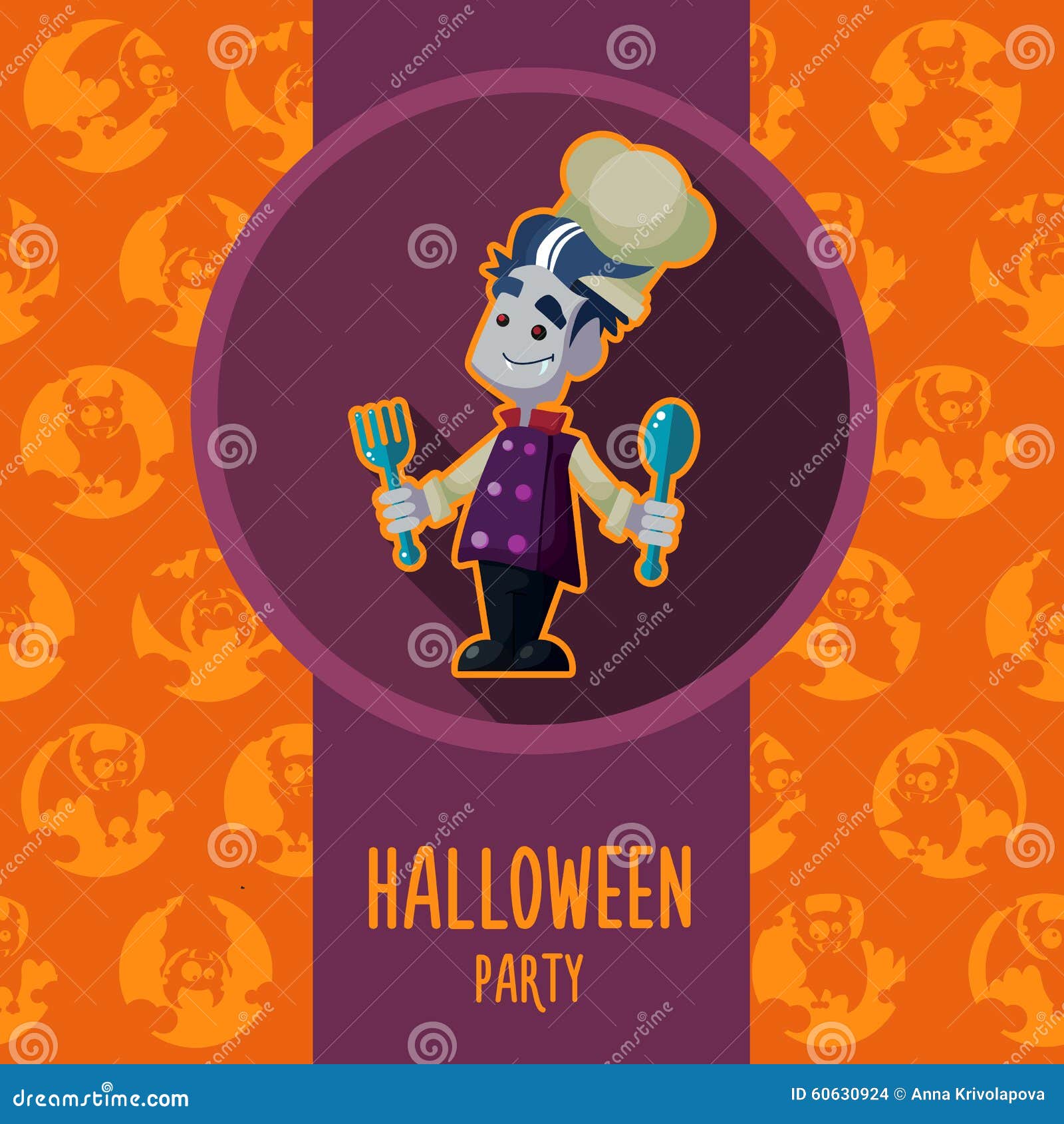 Halloween Vector Illustration in Style Flat about Vampire Chef Stock ...