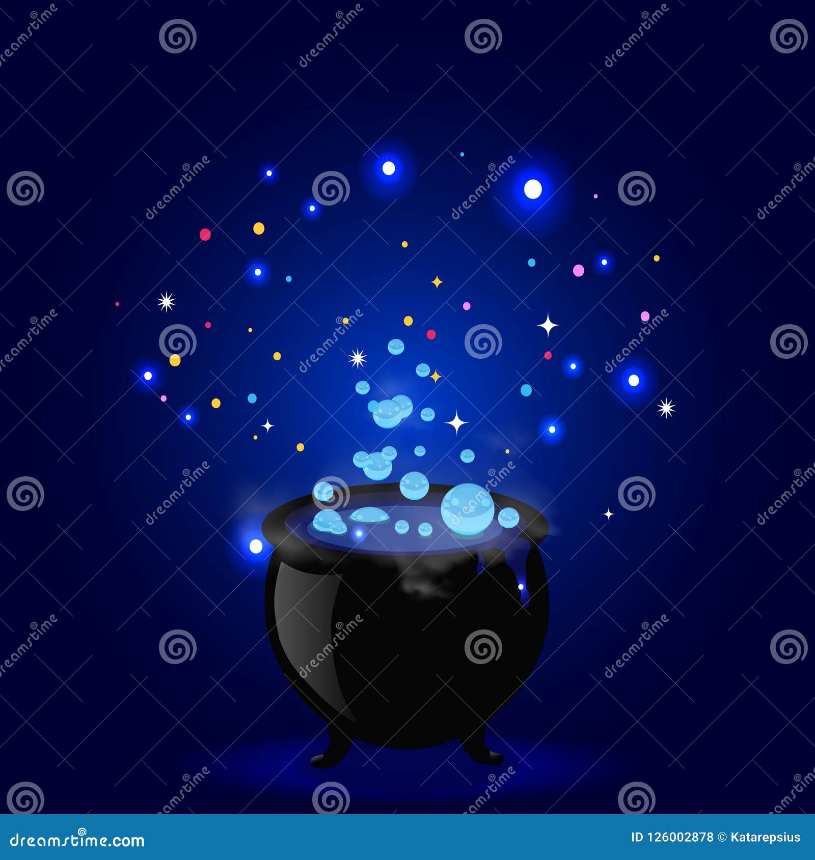 Halloween Vector Illustration Of Witch Pot With Boiling Potion ...