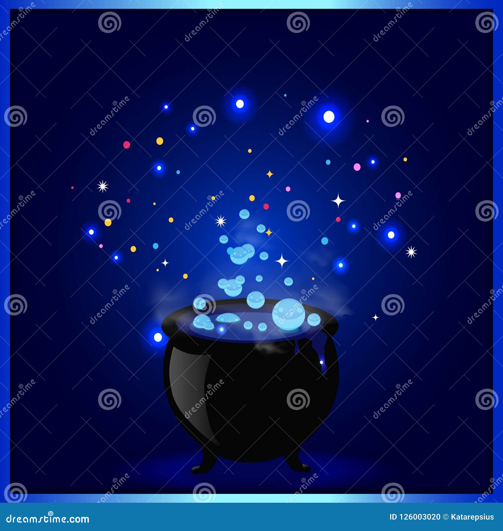 Halloween Vector Illustration of Witch Pot with Boiling Potion ...