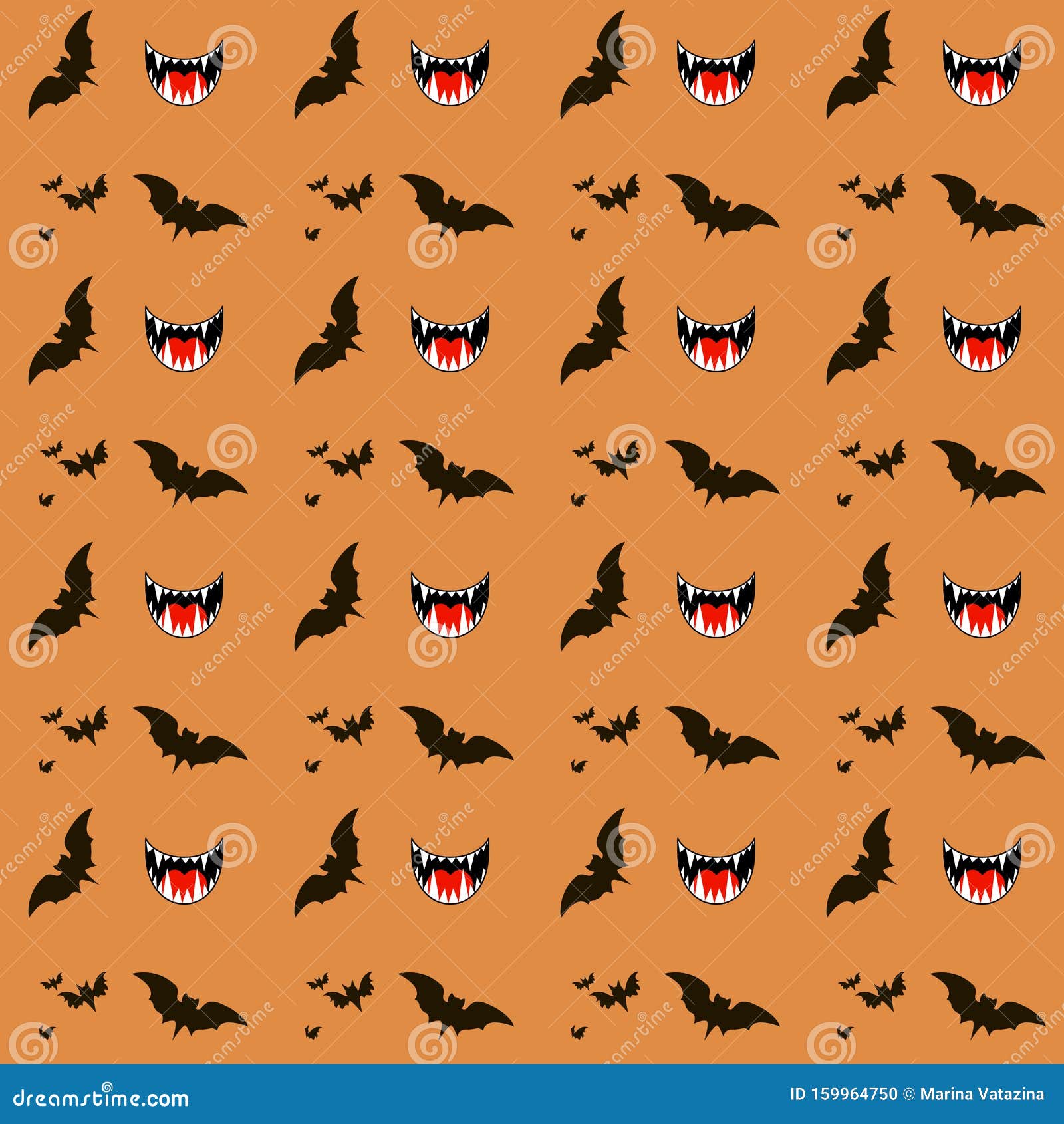 Halloween Lunar Festive Seamless Pattern Background with Hand Drawing ...