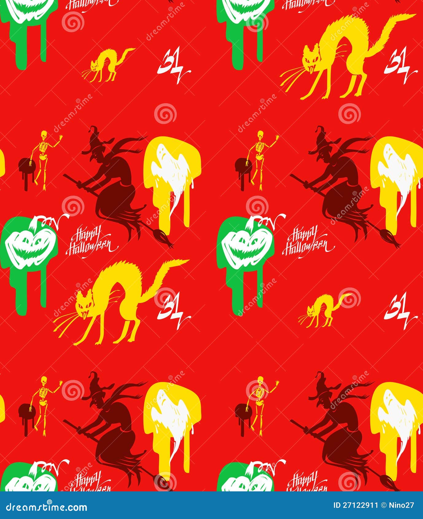 Halloween Vector Pattern Red Ghosts Stock Vector - Illustration of ...