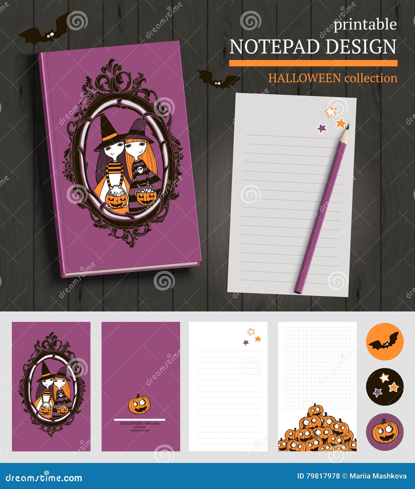 Halloween Vector Printable Set. Stock Vector - Illustration of children ...