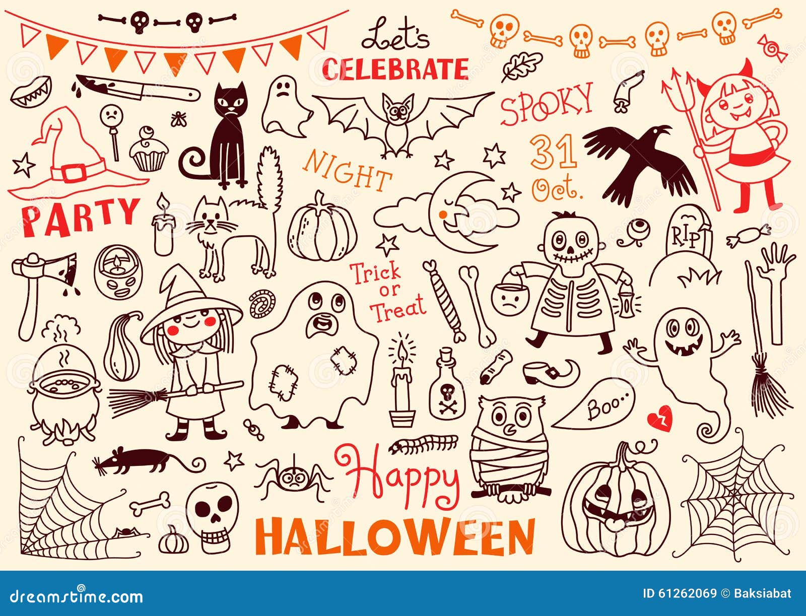 Halloween Drawings Collection 2 Cartoon Vector | CartoonDealer.com ...