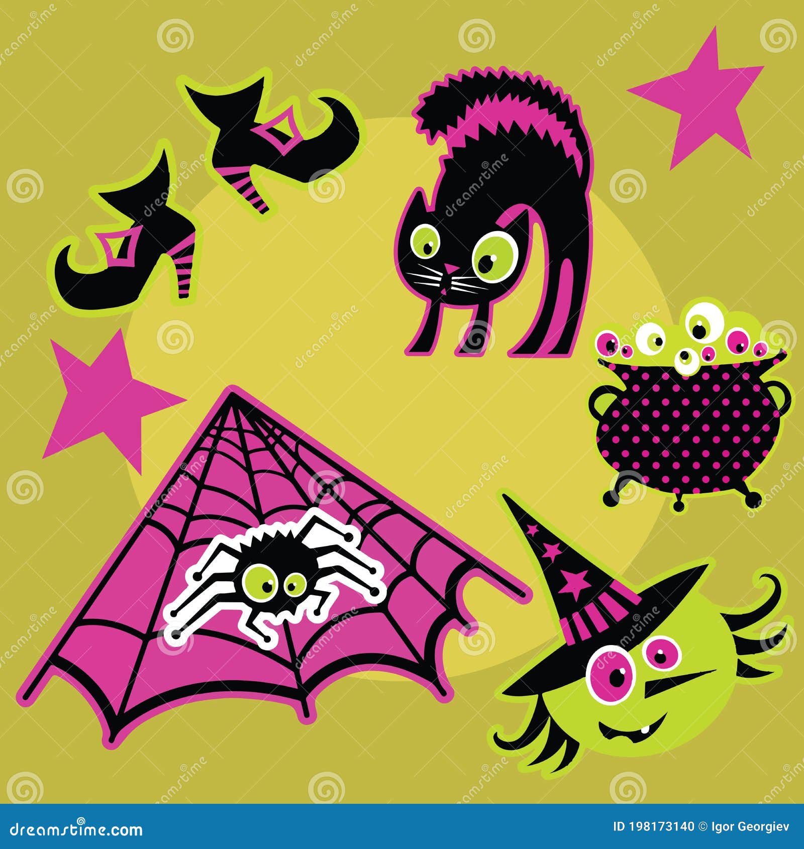 Halloween Vector Set. Set of Horror Labels and Elements. Halloween Set ...