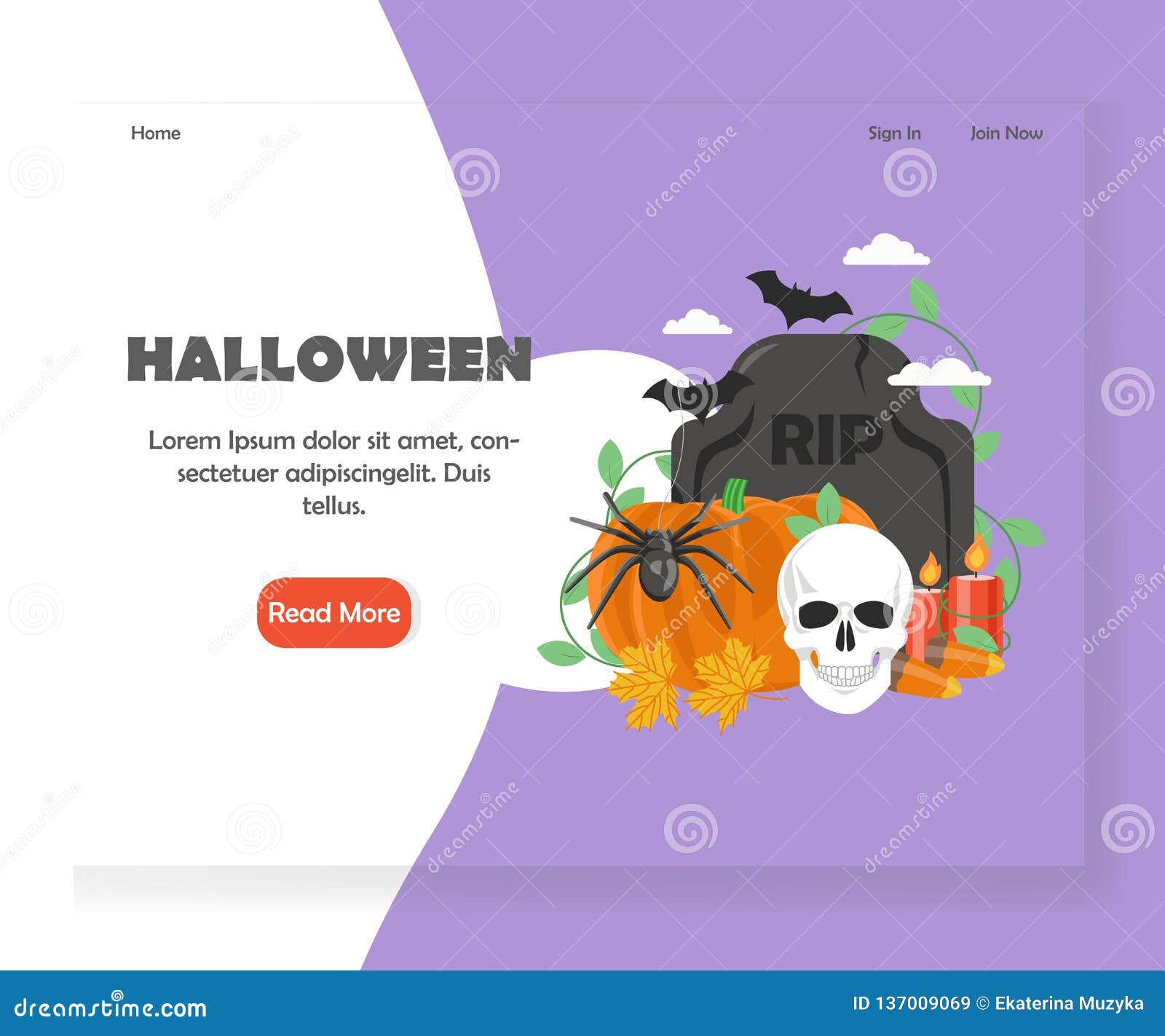 Halloween Vector Website Landing Page Design Template Stock Vector ...