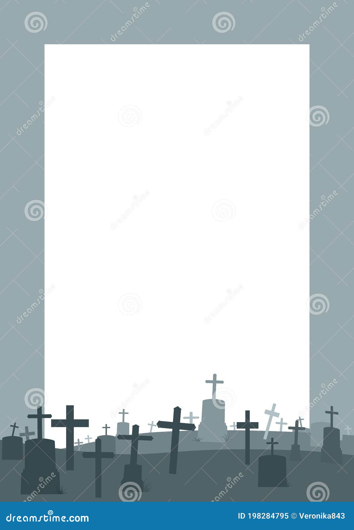 Halloween Vertical Frame Cemetery. Vector Illustration Stock Vector ...