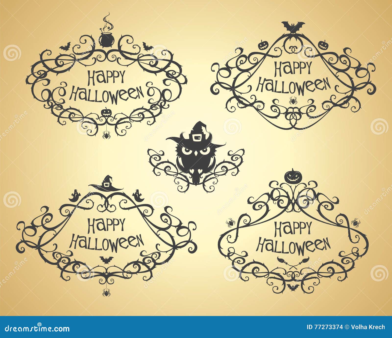 Halloween Vintage Vector Frames Stock Vector - Illustration of pumpkin ...