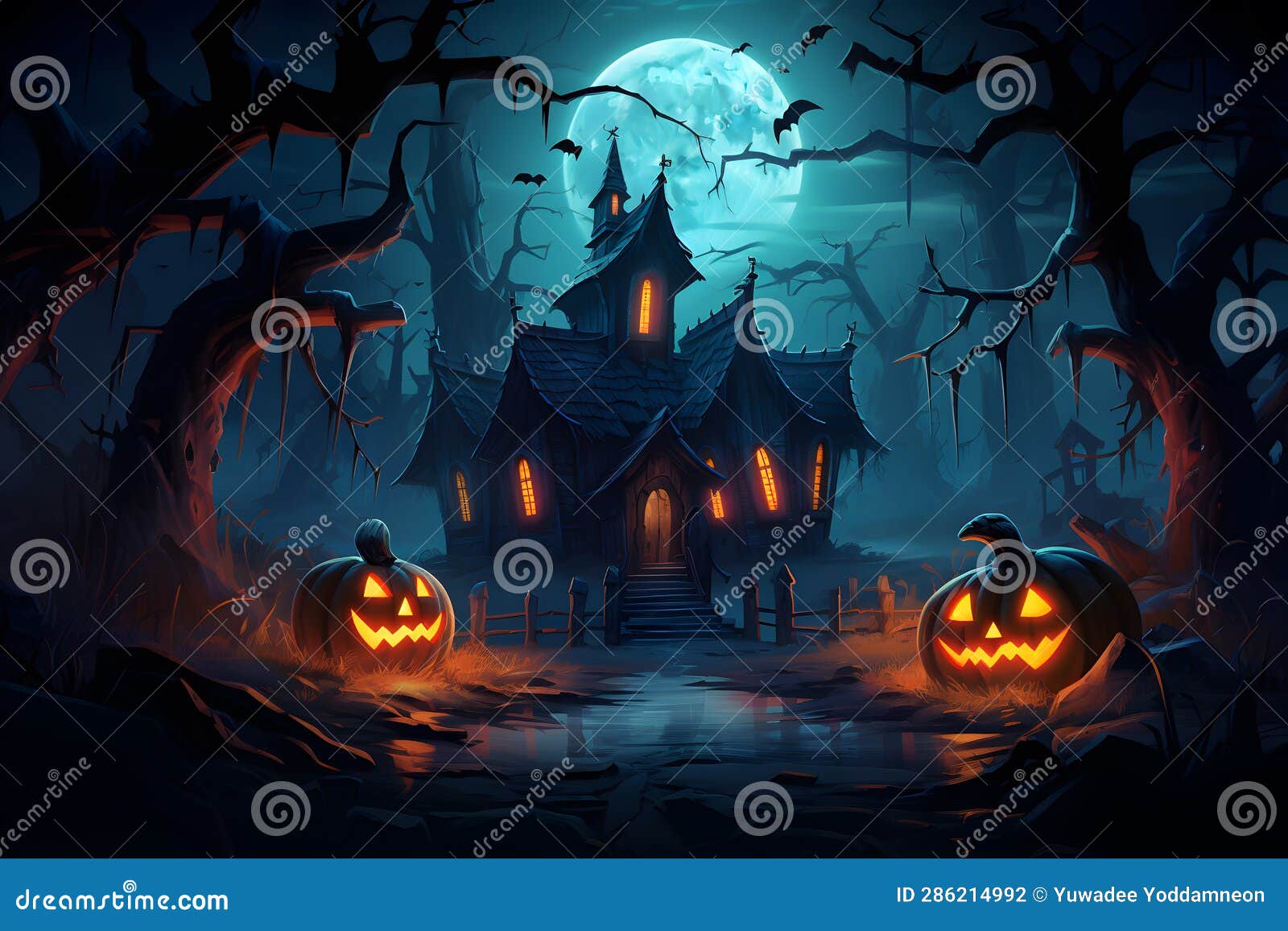 The Evil Castle Of The Full Moon Stock Image | CartoonDealer.com #286602301
