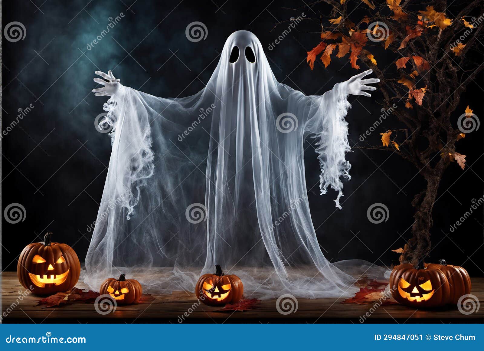 Halloween White Ghost Ghost Wallpaper Stock Illustration - Illustration ...