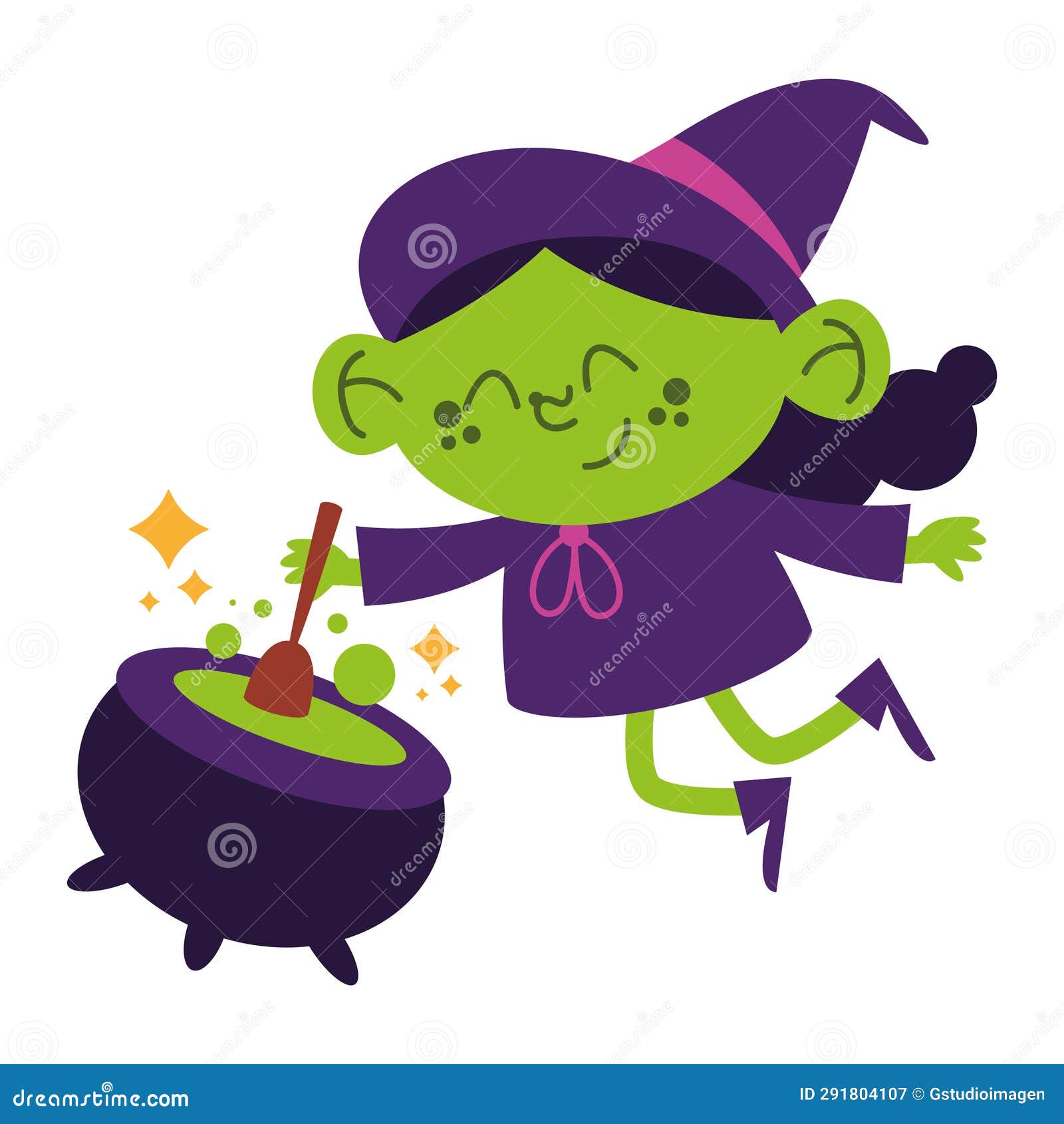 Halloween Witch with Cauldron Stock Vector - Illustration of female ...