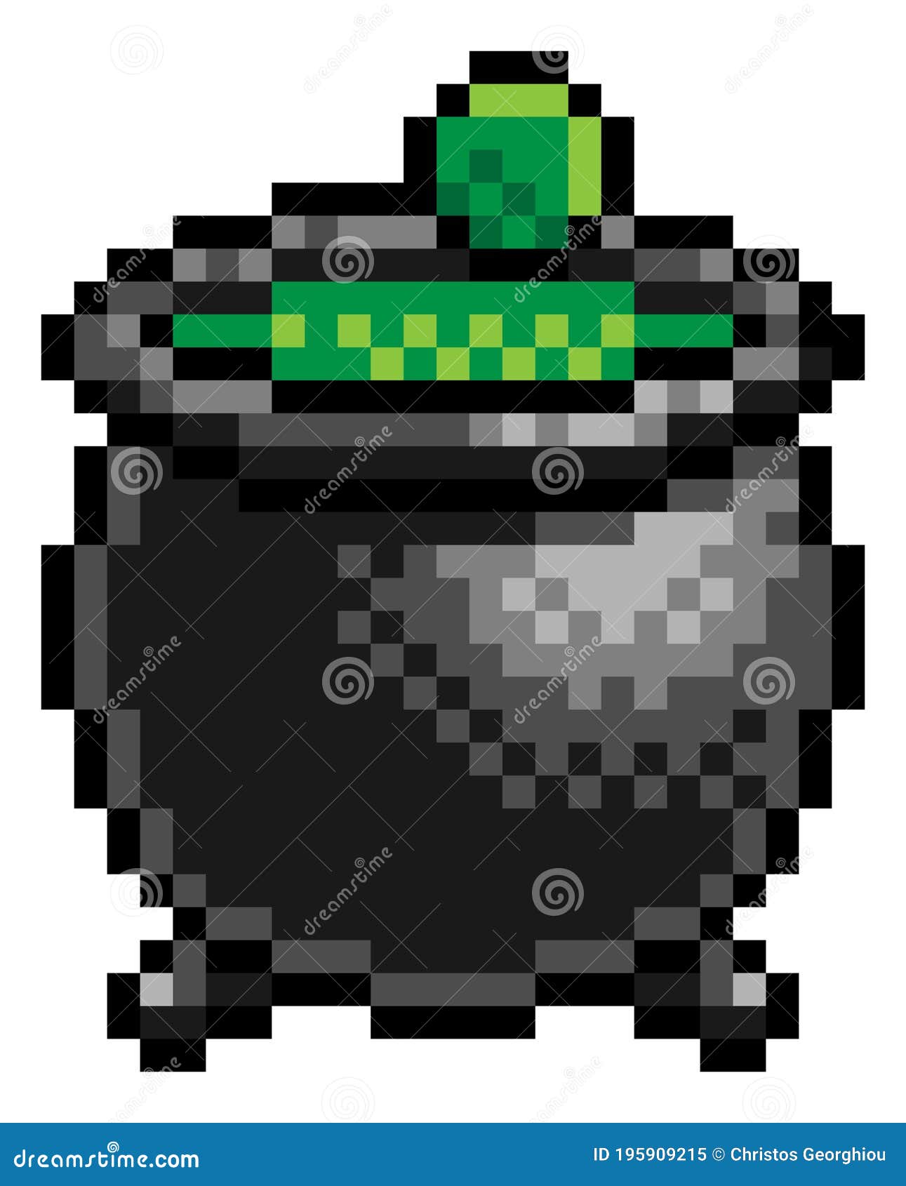 Halloween Witch Cauldron Pixel Art Game Icon Cartoon Vector ...