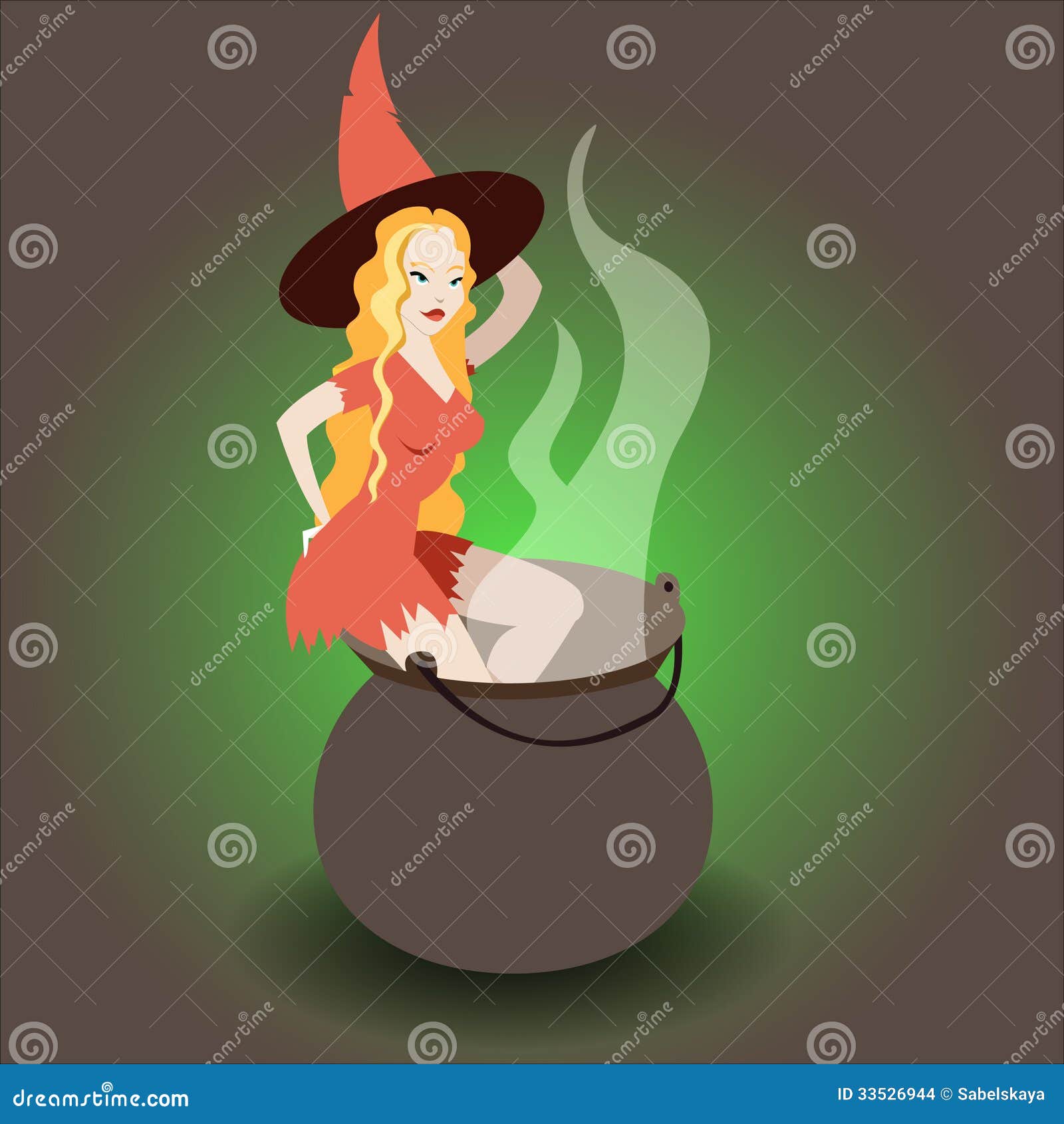 Halloween witch cooking stock vector. Illustration of invitation - 33526944