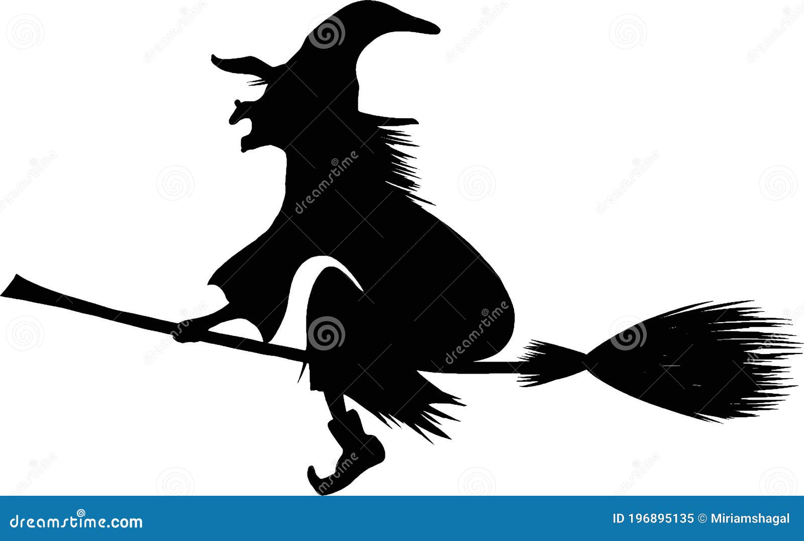 Halloween Witch Flying on the Broom Stock Vector - Illustration of ...