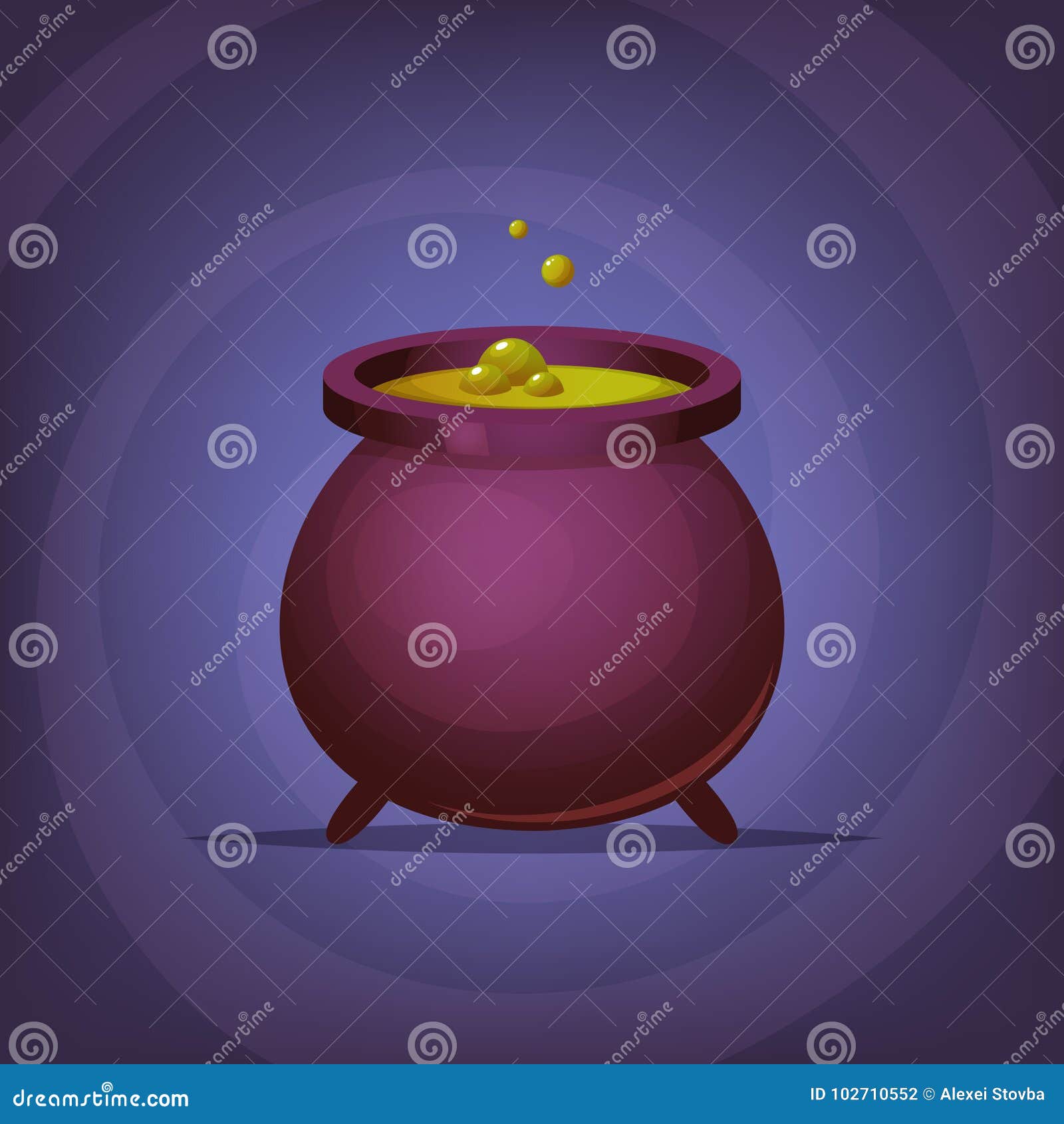 Halloween Witch Magic Cauldron. Cartoon Magical Potion Pot. Stock ...