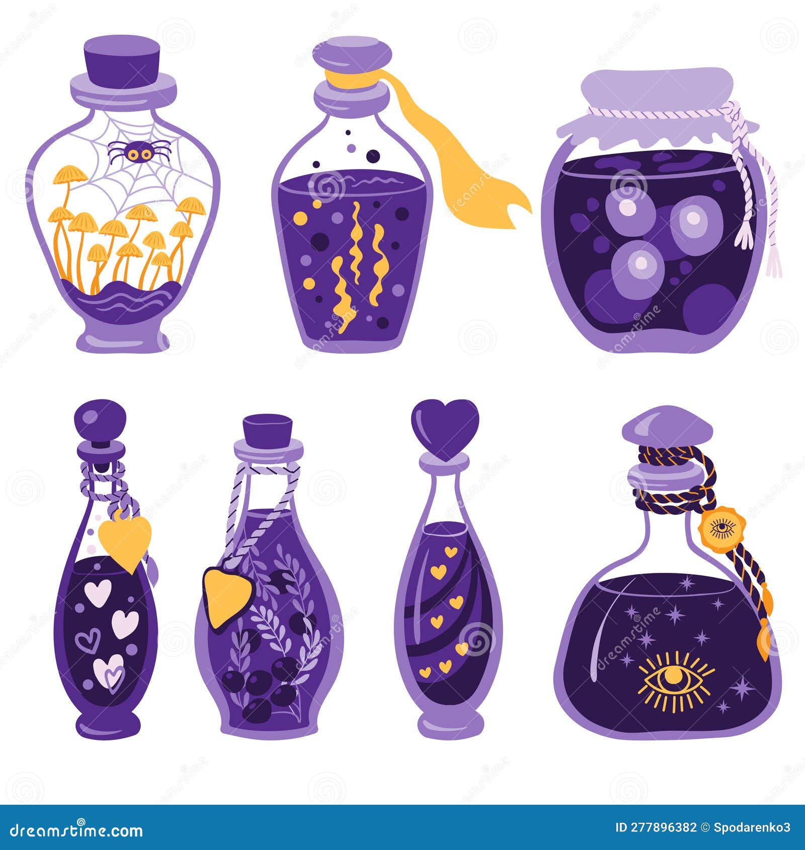 Halloween Witch Potion. Magic Drinks Collection. Stock Illustration ...