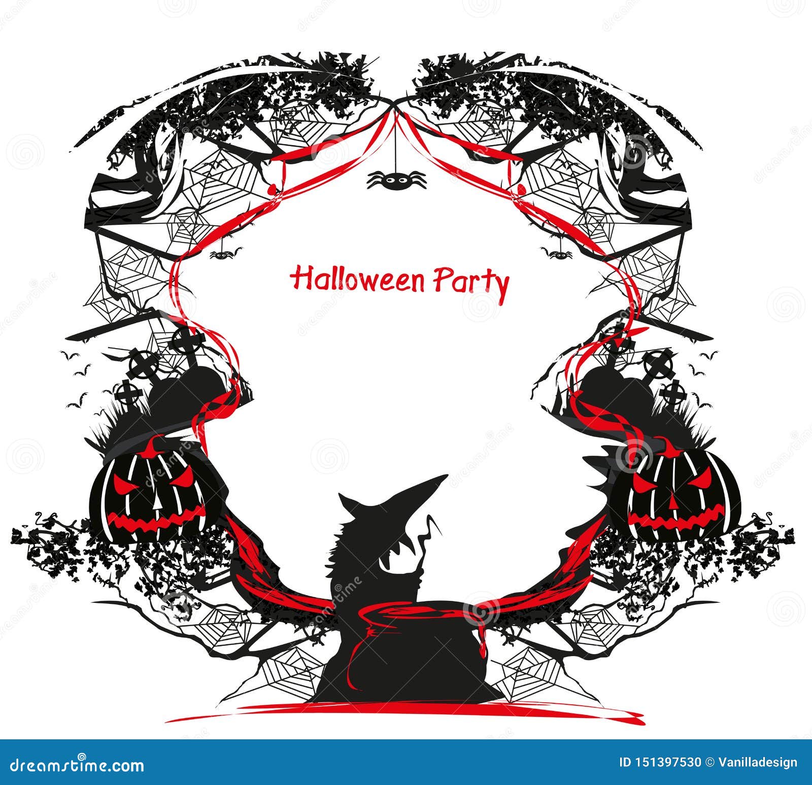 Halloween Witch Preparing Potion, Decorative Frame Stock Vector ...