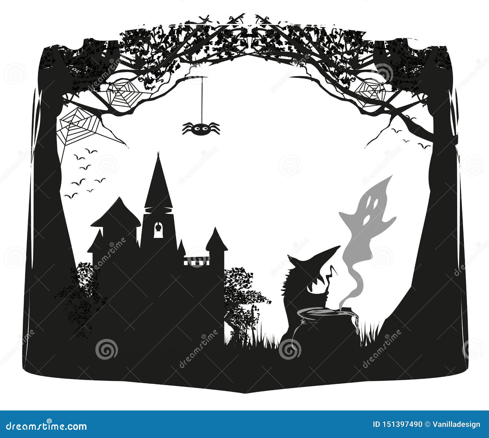 Halloween Witch Preparing Potion - Frame Stock Vector - Illustration of ...