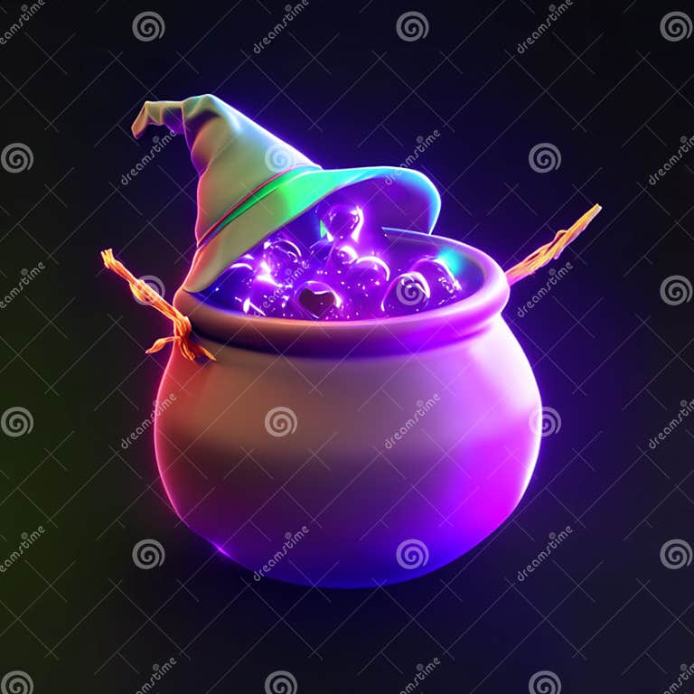 Halloween Witch S Cauldron with Magic Potion. 3D Rendering AI Generated Stock Illustration ...