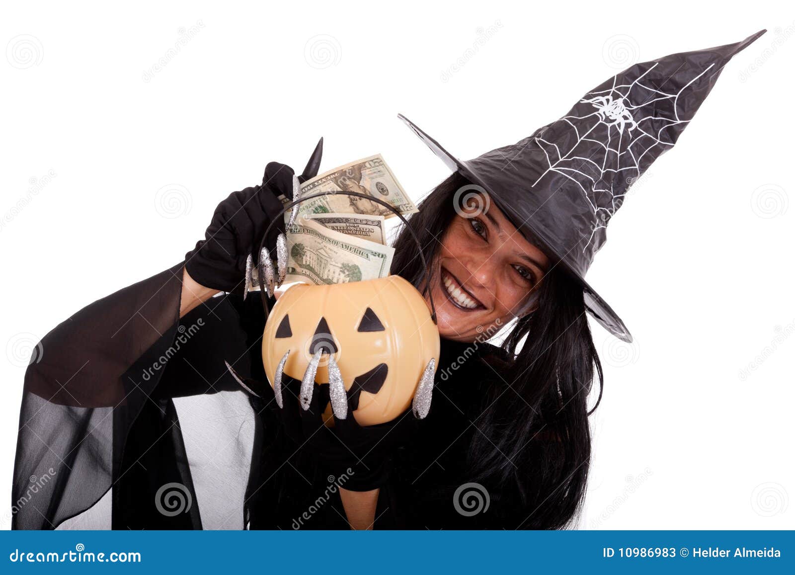 Halloween Witch Saving Money Stock Image - Image of fear, evil: 10986983