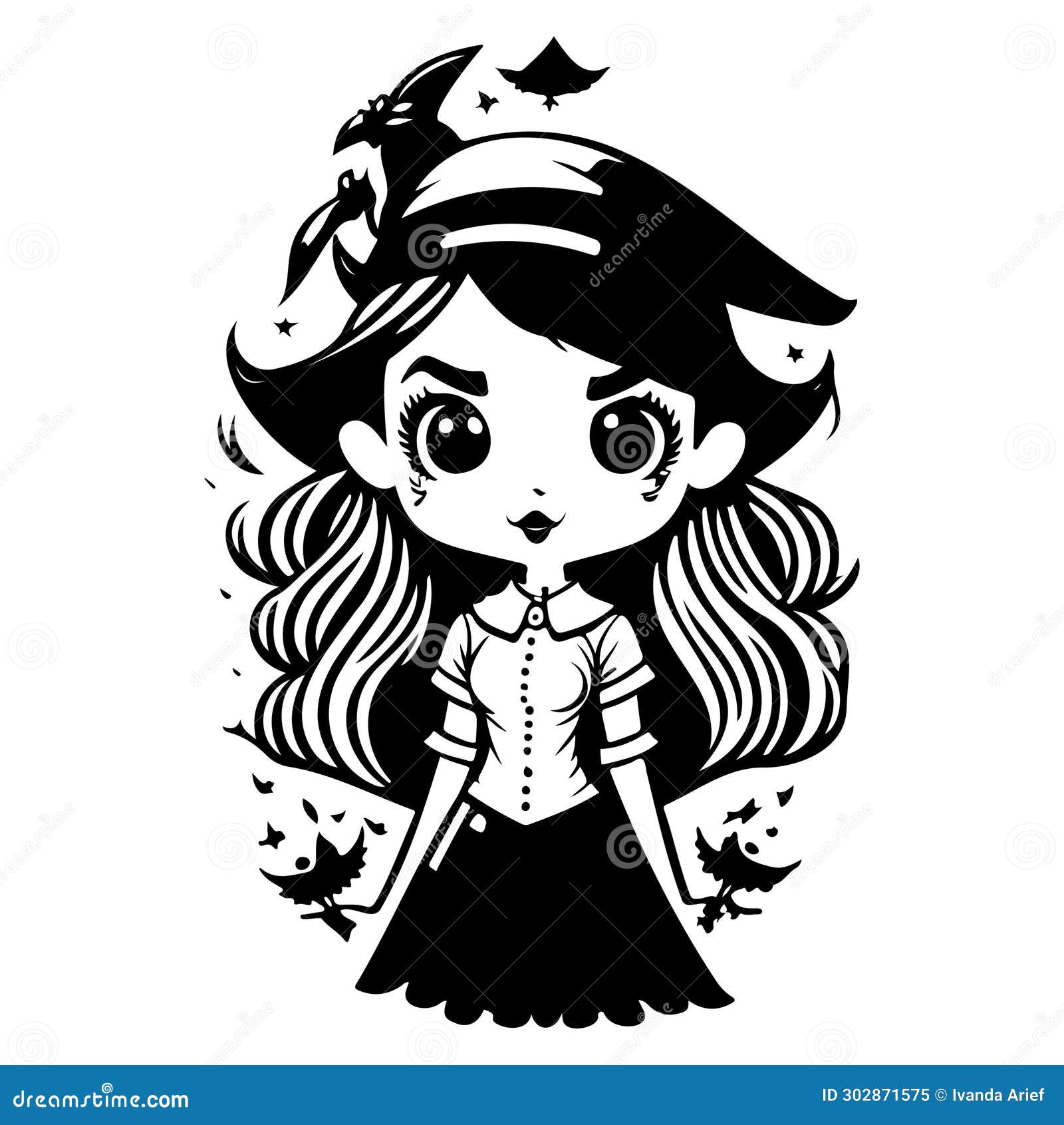 Halloween Witch Scary Illustration Sketch Hand Draw Stock Vector ...