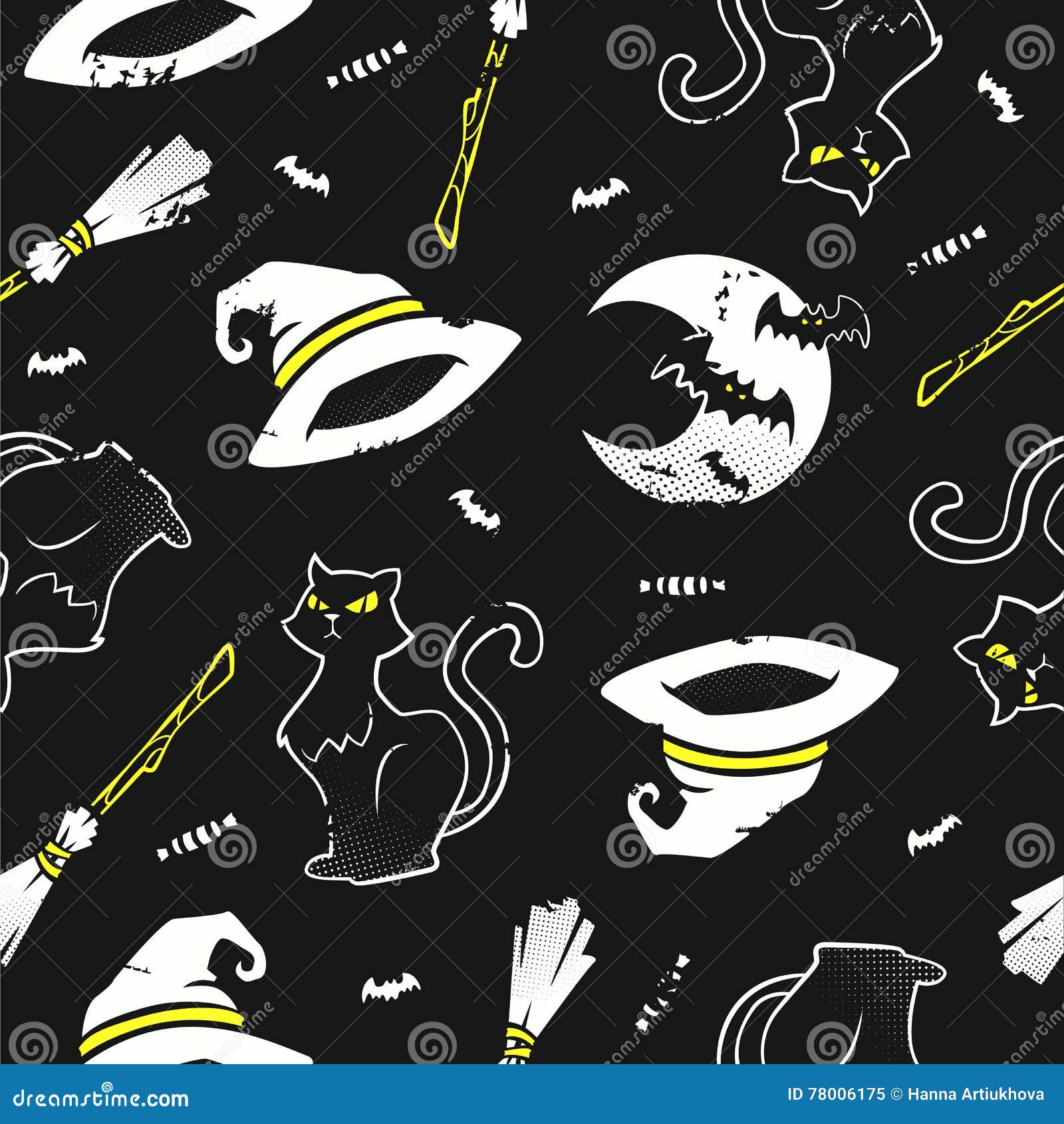 Halloween Witch Seamless Pattern Stock Illustration - Illustration of ...