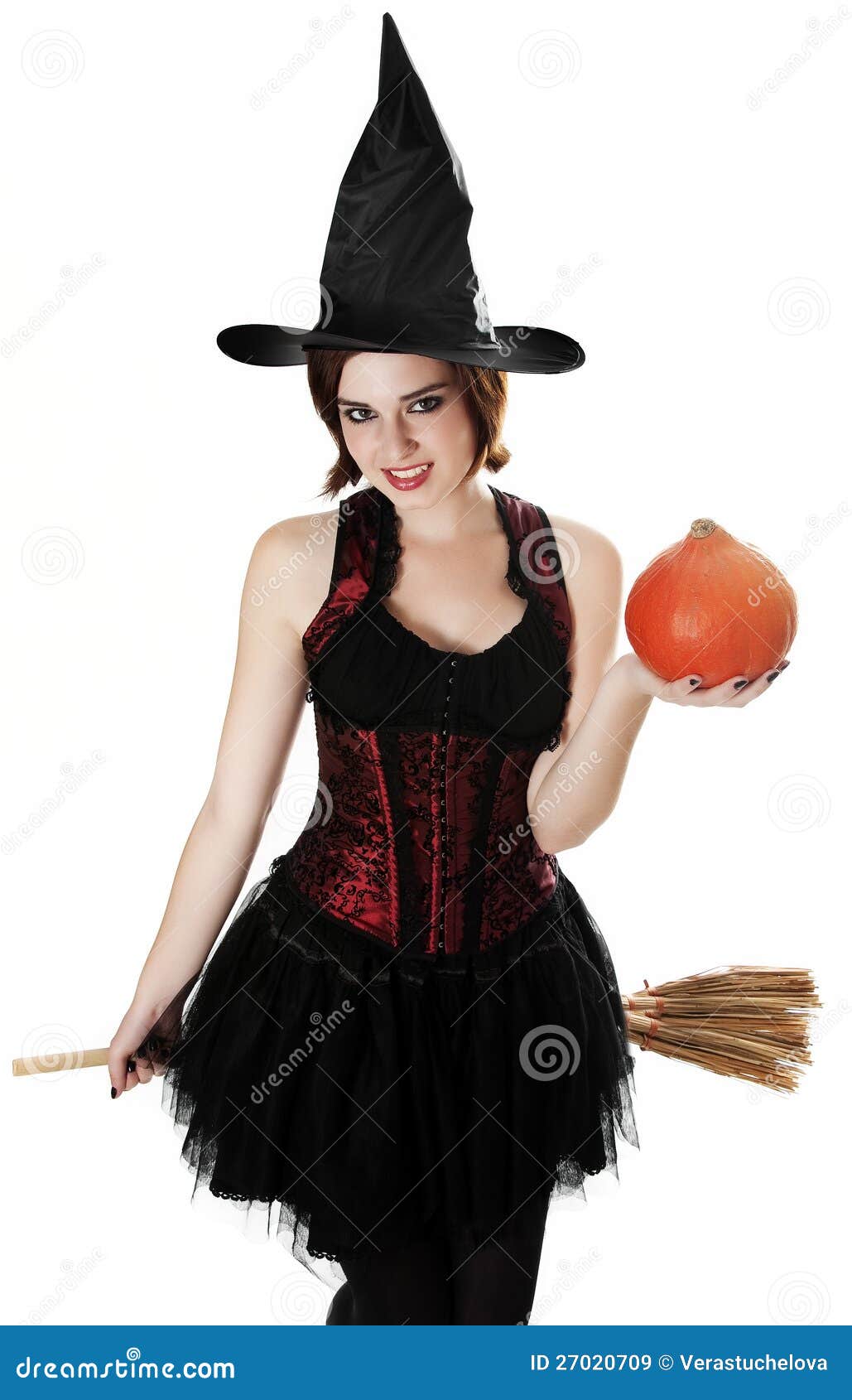 A Halloween Witch Sitting on a Broom Stock Image - Image of figure ...