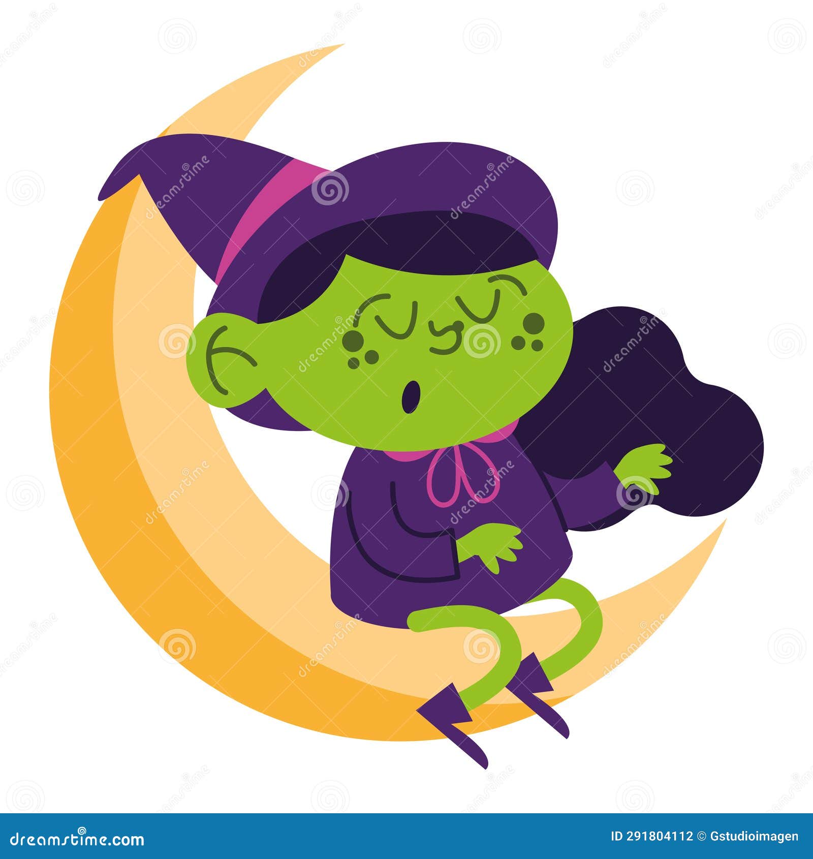Halloween witch sleeping stock vector. Illustration of october - 291804112
