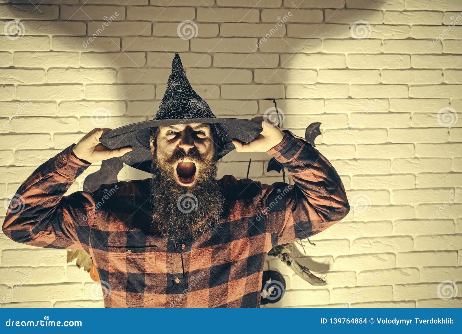 Halloween Wizard Screaming with Anger Stock Photo - Image of brutal ...