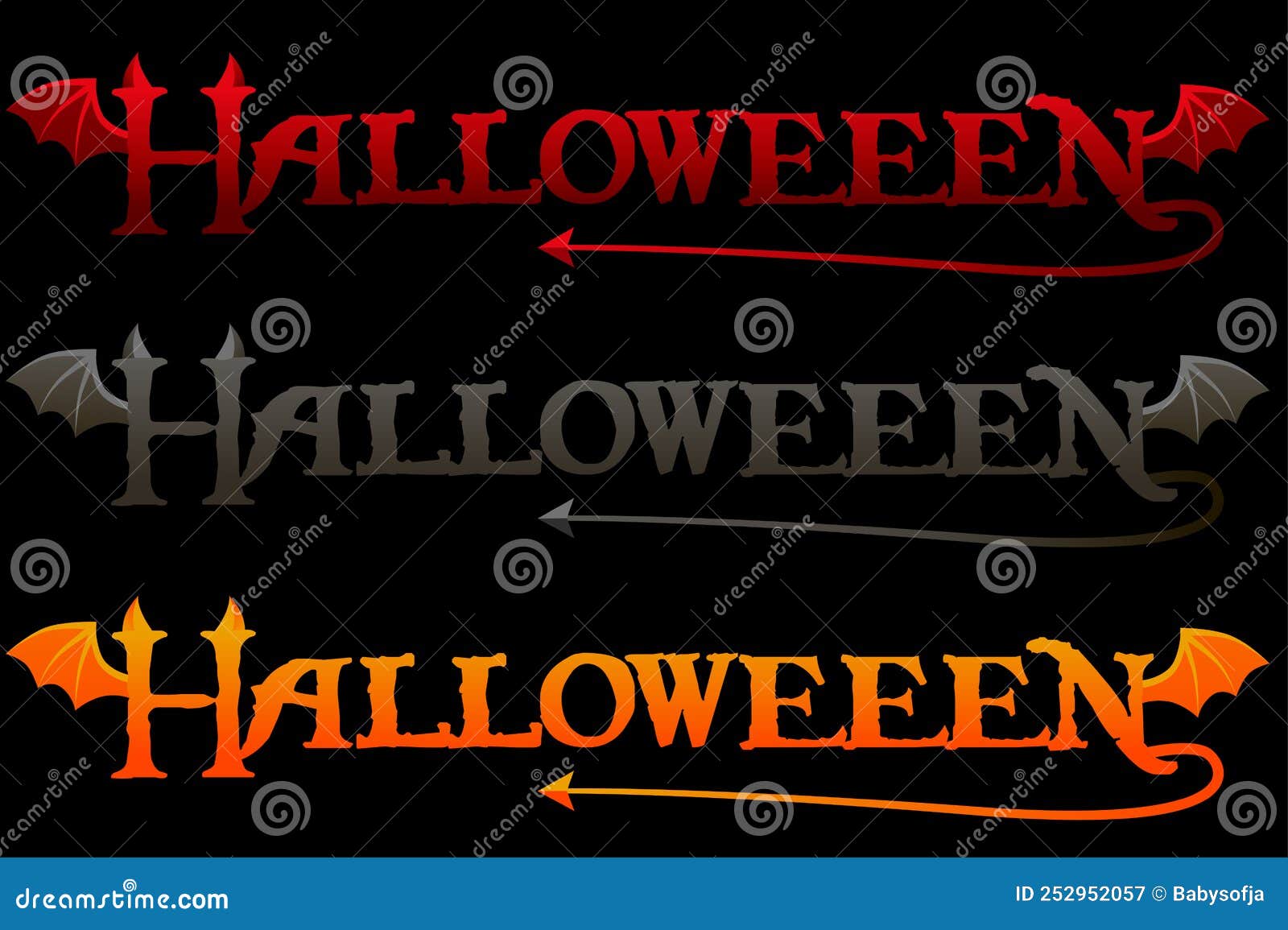 Halloween Word Art in Devil Style, Vector Letter Stock Vector ...