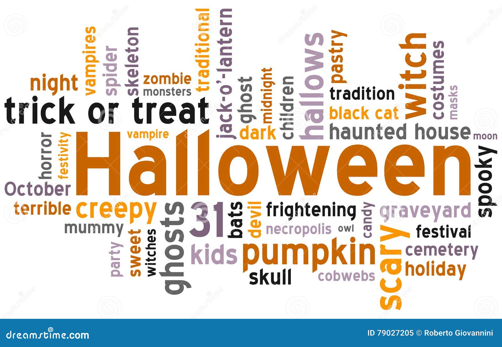 Halloween Word Cloud stock vector. Illustration of tags - 79027205