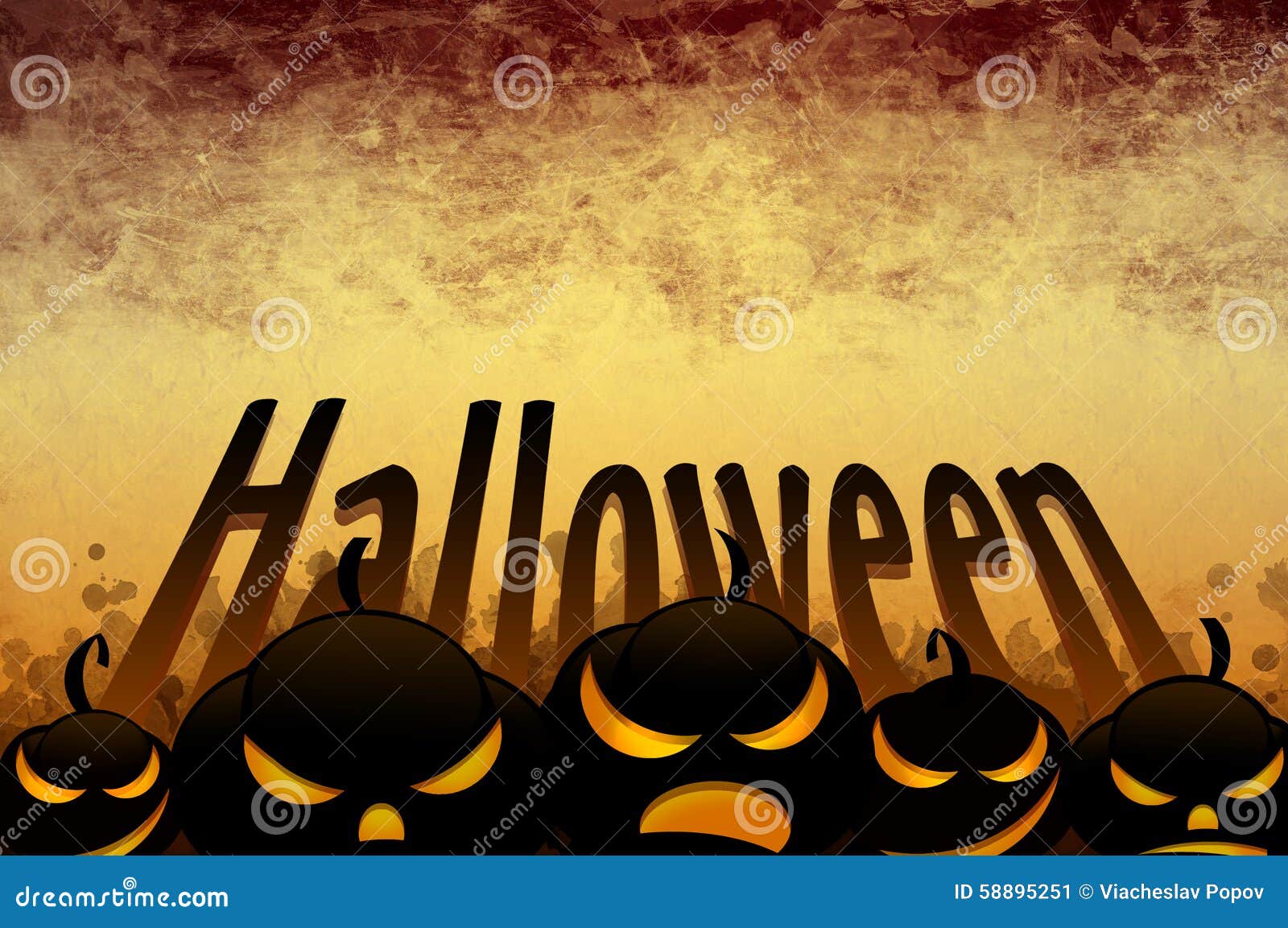Halloween Yellow Dark Background Stock Illustration - Illustration of ...
