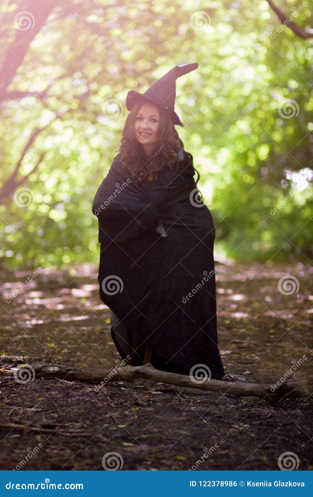 Halloween. Young Attractive Witch with a Smile Stock Photo - Image of ...