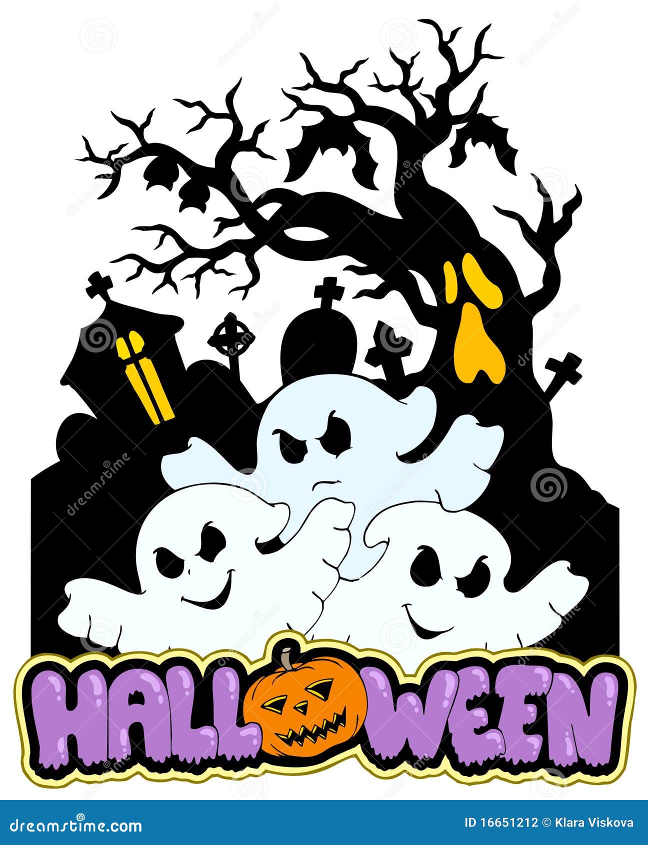 Halloween-Zeichen Mit Drei Geistern 2 Vektor Abbildung - Illustration ...