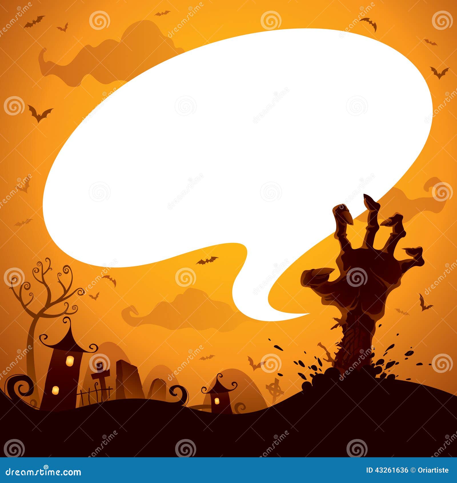 Halloween Zombie Hand with Speech Bubble Stock Vector - Illustration of ...