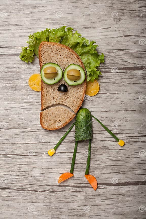 Halloween Zombie Made of Bread Vegetables Stock Image - Image of kids ...