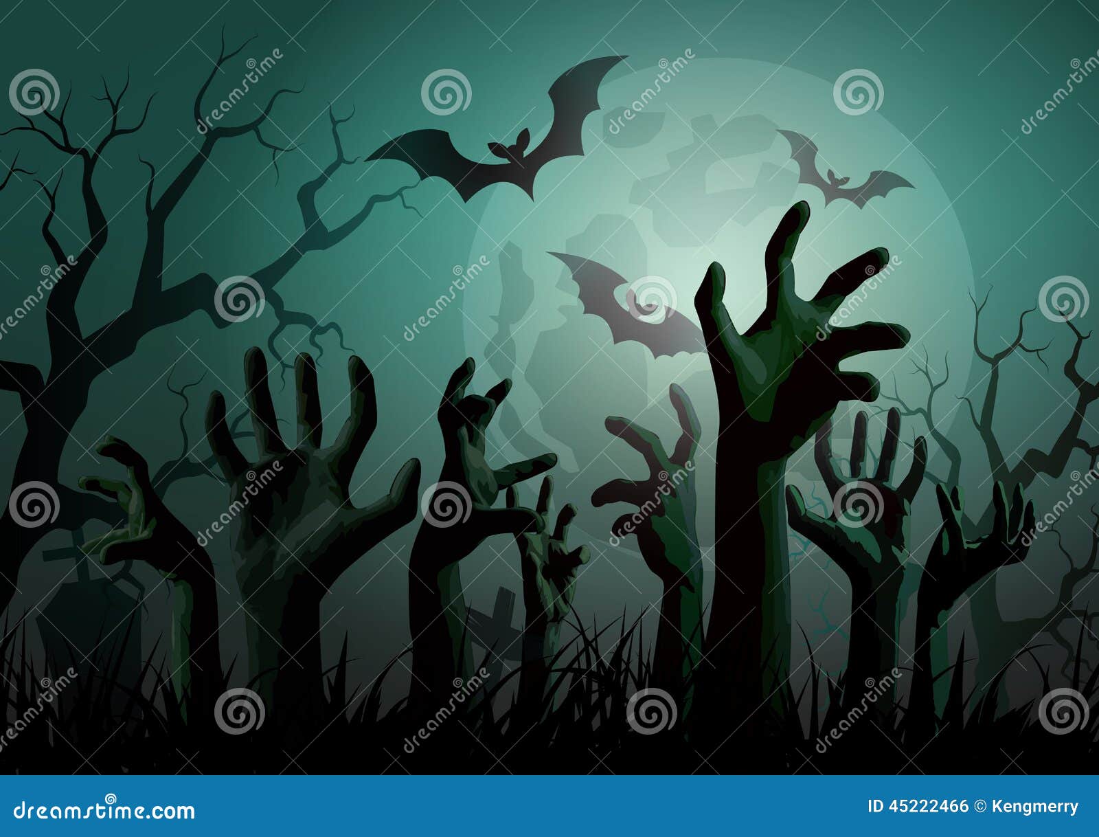 Halloween Zombie Party. stock vector. Illustration of hand - 45222466