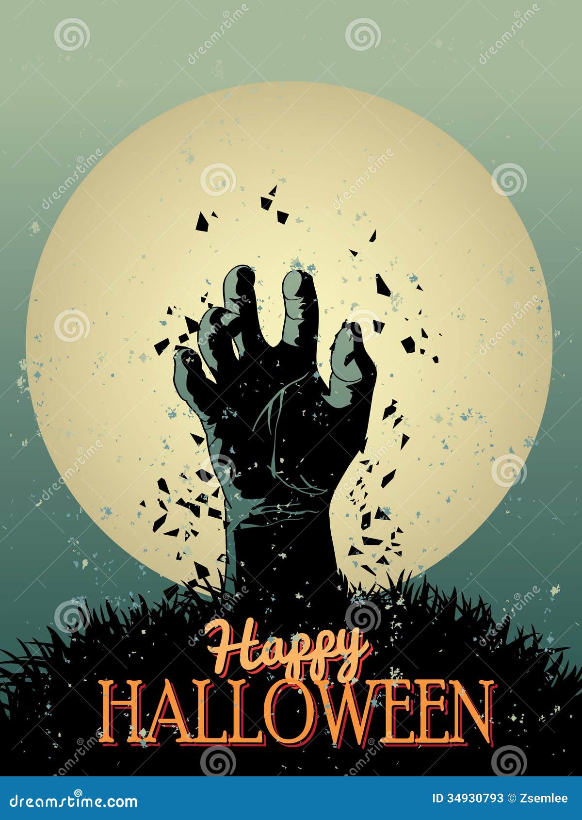 Halloween Zombie Poster stock vector. Illustration of card - 34930793