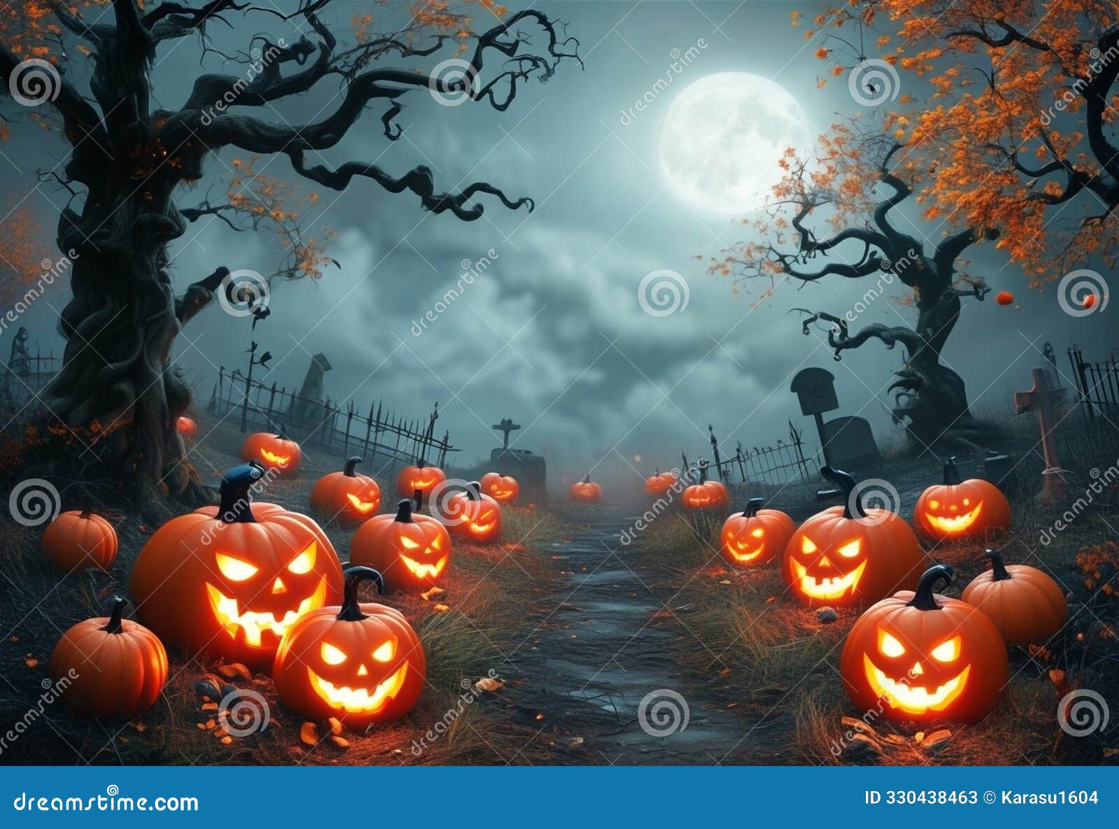 Hallowen Wallpaper with Evil Pumpkin Stock Illustration - Illustration ...