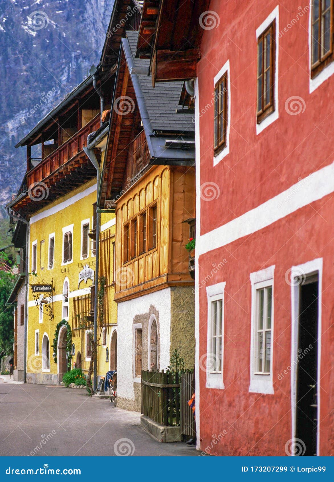 Street in Hallstatt with Houses, Austria Editorial Stock Image - Image ...