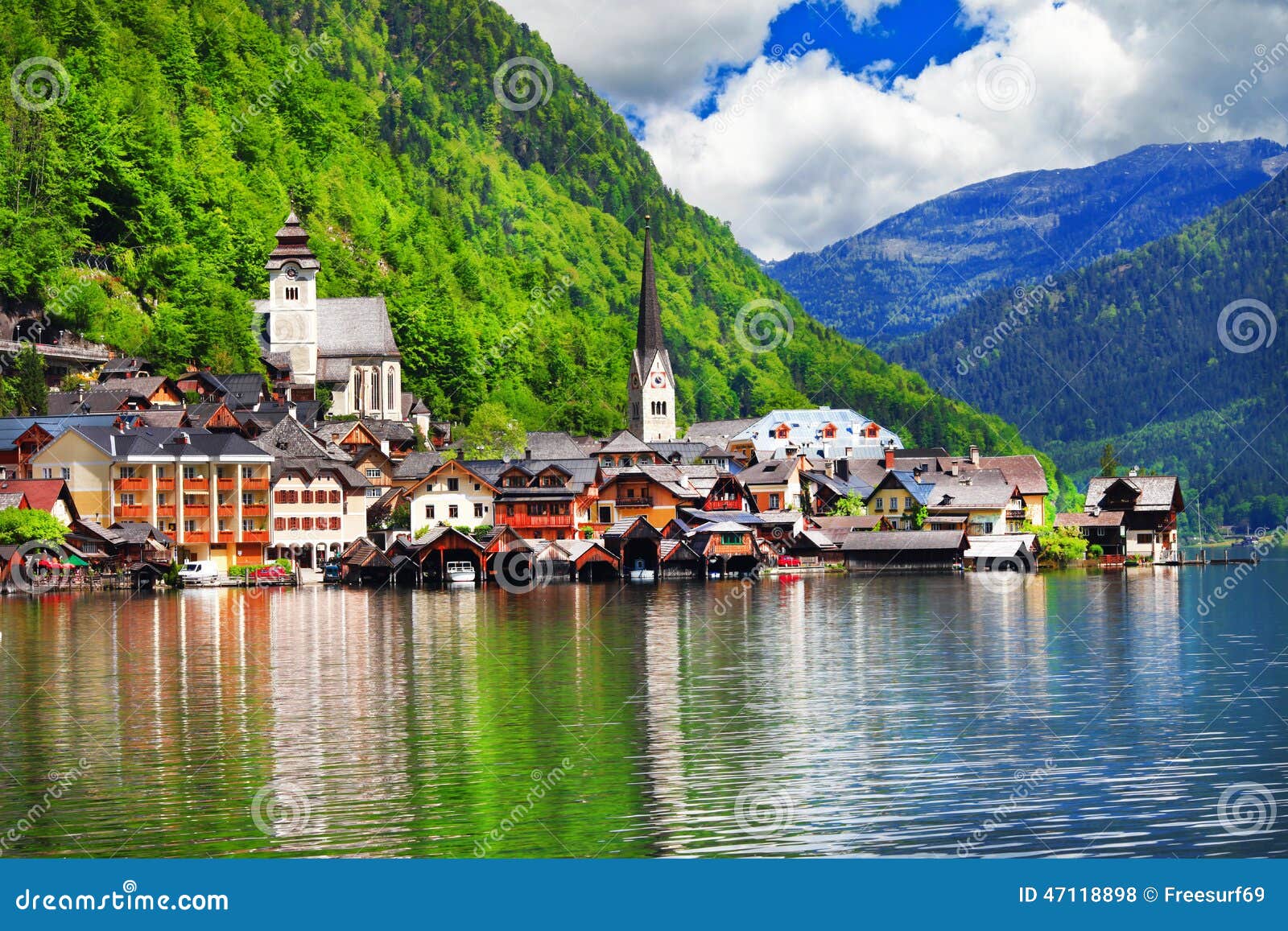 Hallstatt stock photo. Image of austrian, buildings, salzkammergut ...