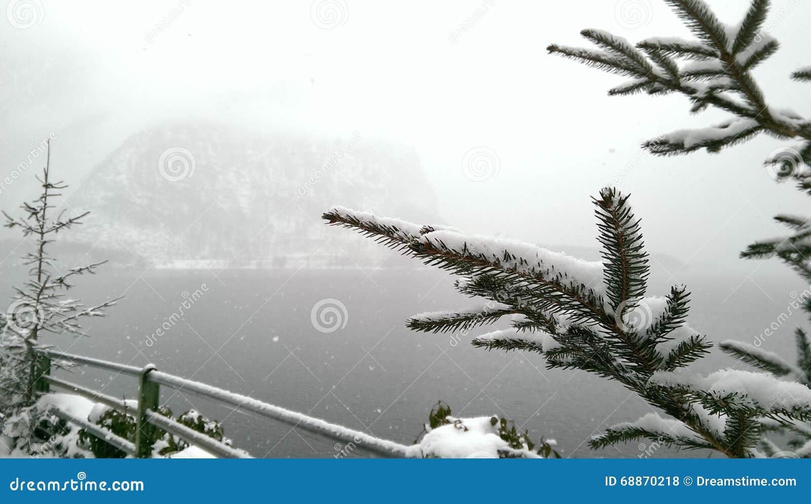 Hallstatt in Snow View, Austria Stock Photo - Image of snow, austrian ...
