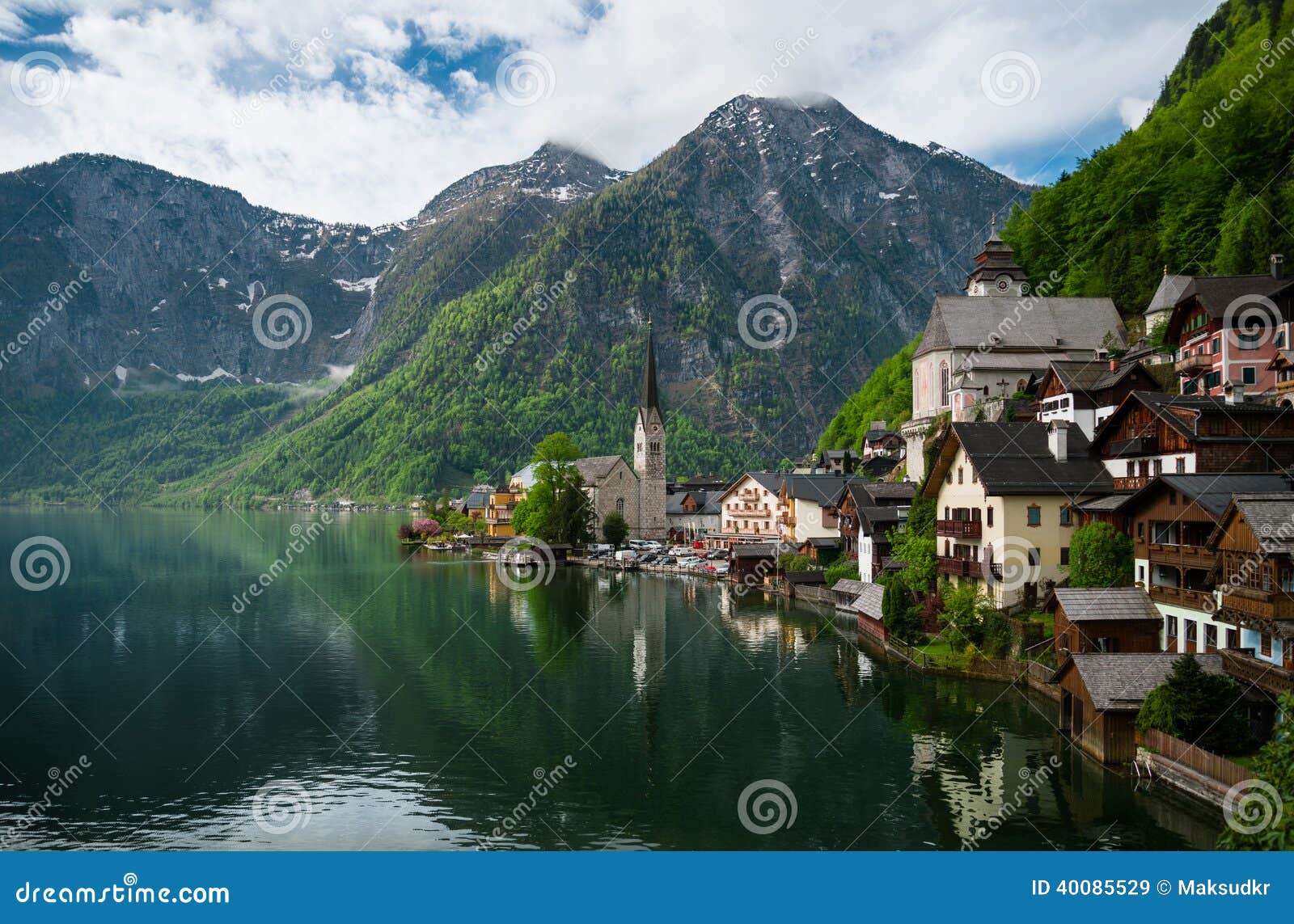 Hallstatt town, Austria stock image. Image of mountain - 40085529