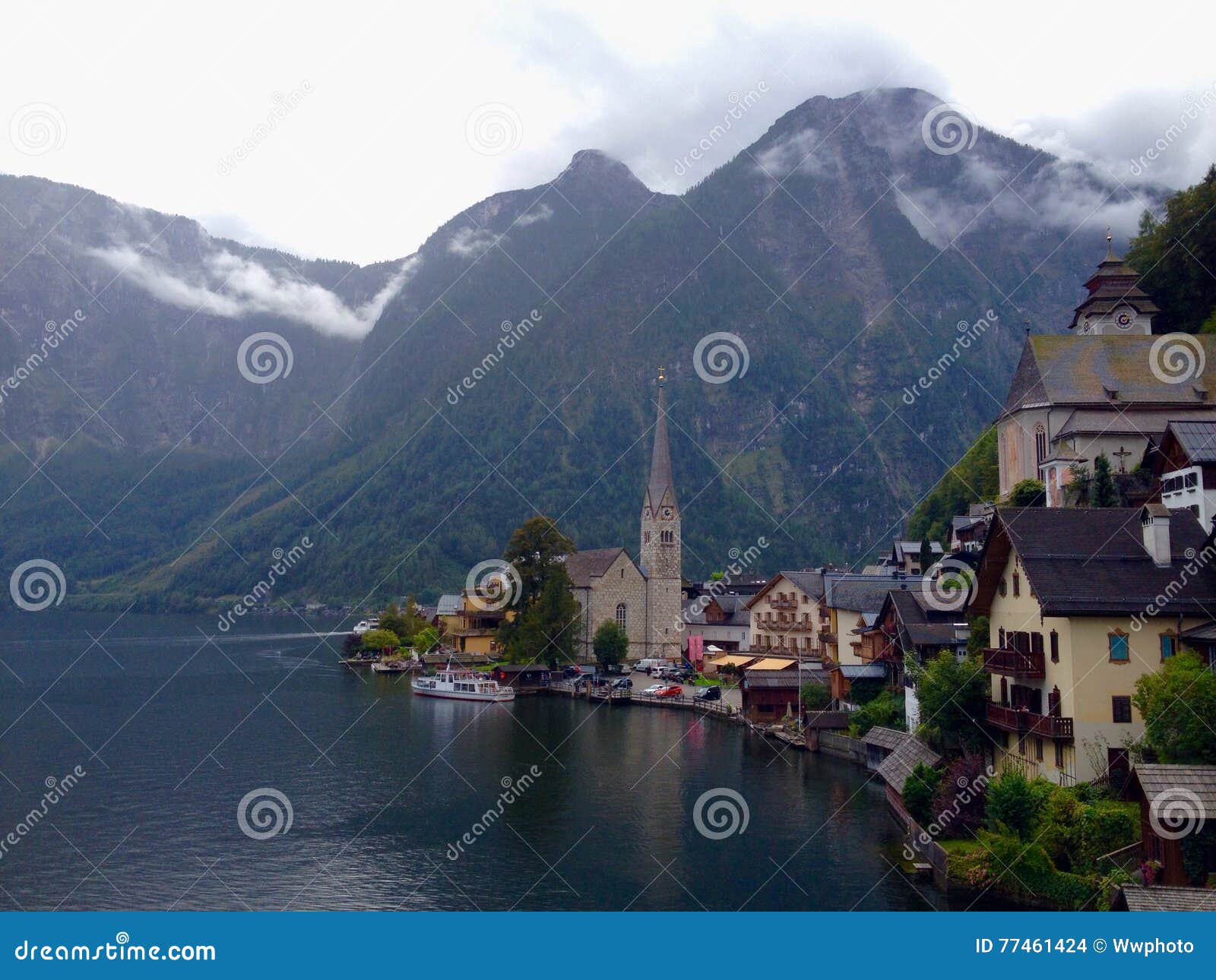 Hallstatter See lake stock photo. Image of cityscape - 77461424