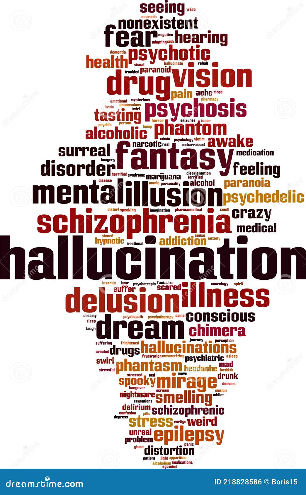 Hallucination word cloud stock vector. Illustration of disorder - 218828586