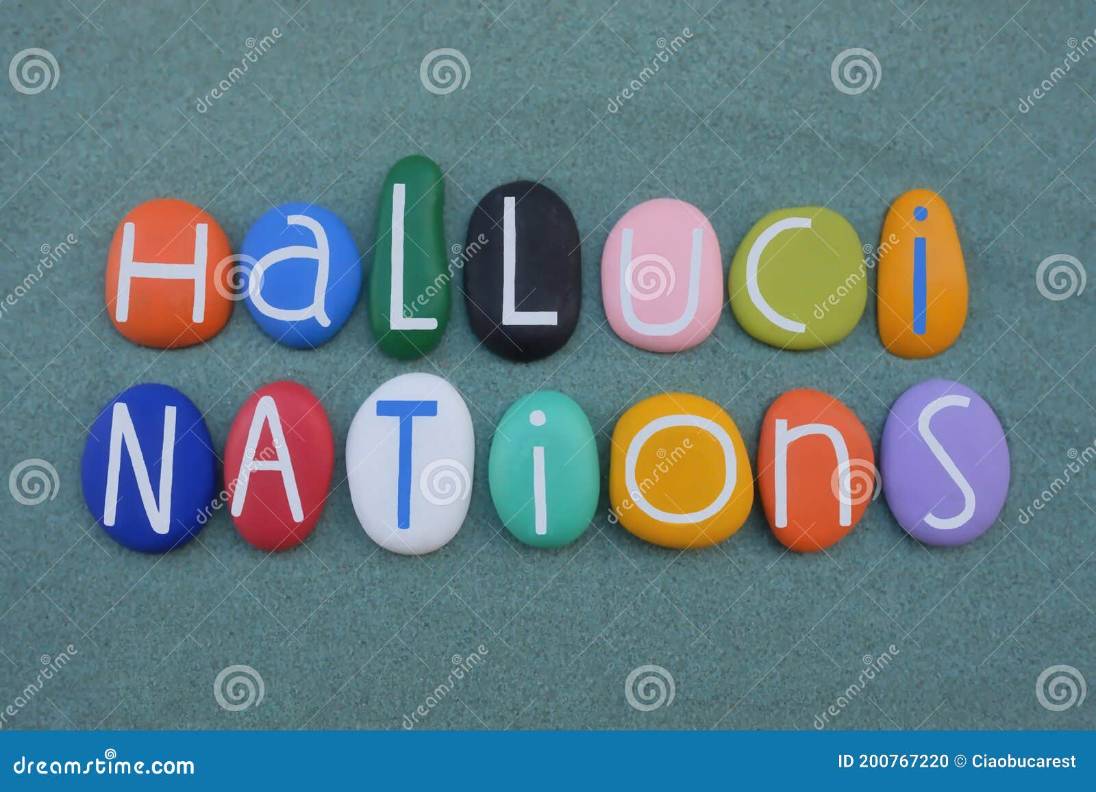 Hallucinations, Creative Text Composed with Multicolored Stone Letters ...