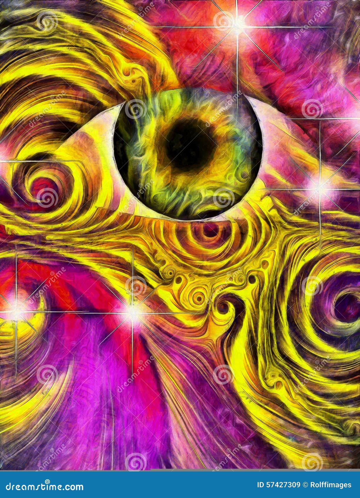 Hallucinogenic Eye stock illustration. Illustration of orange - 57427309