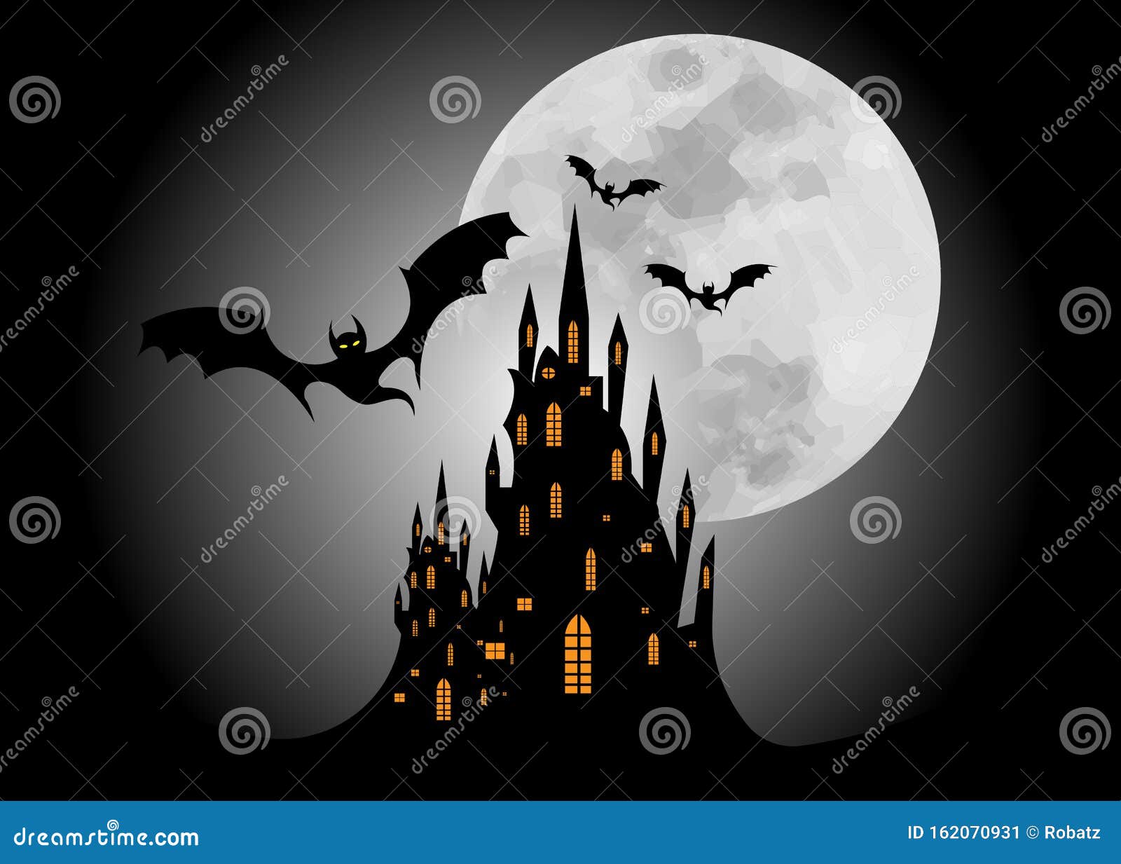 Spooky Full Moon Highlight Tree Hanging Noose Vector Illustration ...