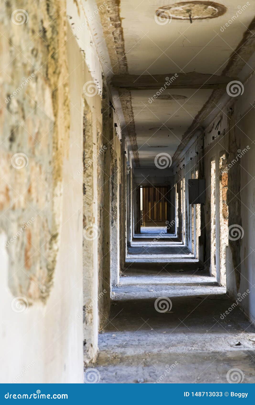 Hallway in the Abandoned Building Stock Image - Image of inside ...
