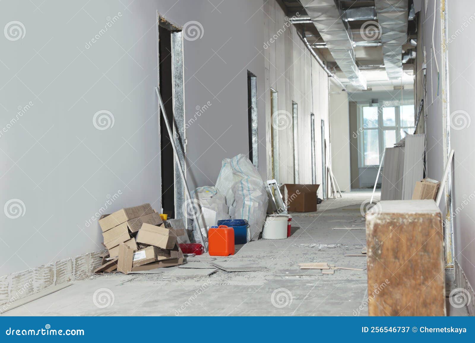 Hallway in Building during Repair. House Renovation Stock Image - Image ...