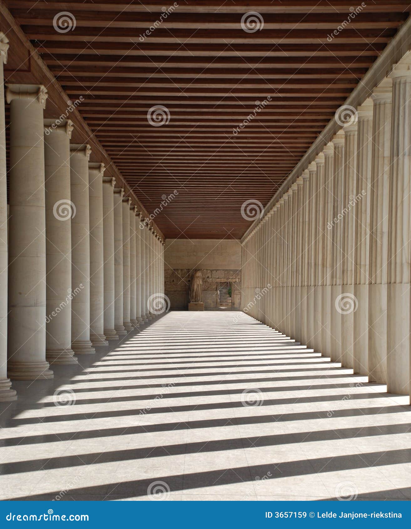 Hallway and Columns in Athens, Greece Stock Image - Image of long ...